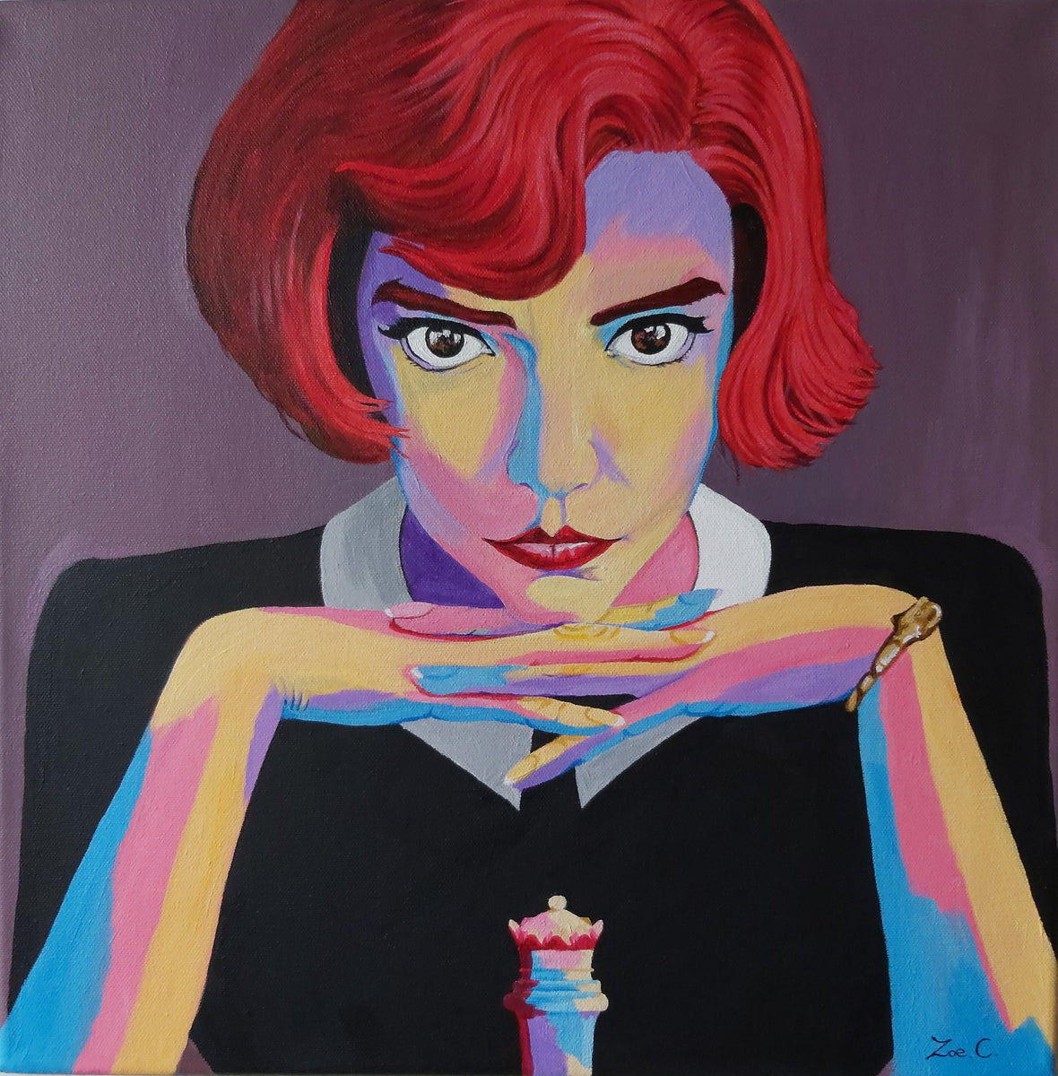 Anya Taylor-joy - Queens Gambit Original painting – Zoe Collins Animal Art